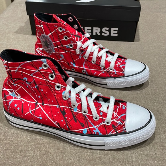 Converse | Shoes | Converse Ctas Hi Paint Splatter Red | Poshmark
